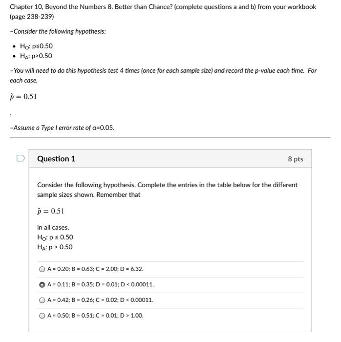 Chapter 10, Beyond the Numbers 8. Better than Chance? | Chegg.com