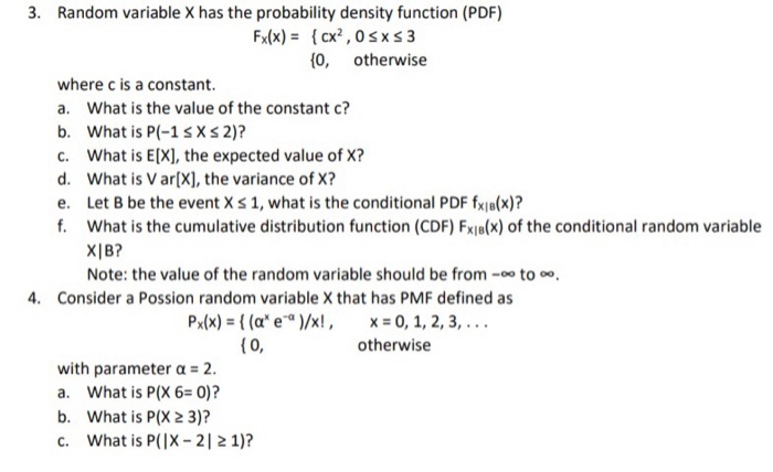 Solved 3. Random variable X has the probability density | Chegg.com