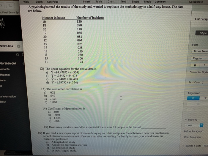 Solved Collaborate Final Exam Spr View Zoom Add Page Insert | Chegg.com