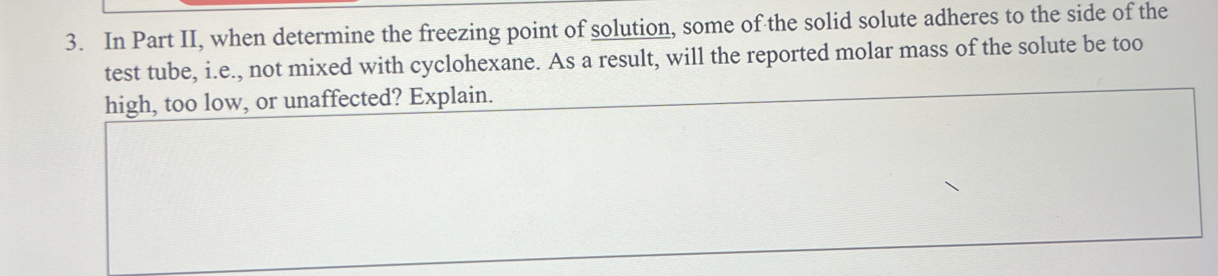 Solved In Part II, ﻿when determine the freezing point of | Chegg.com