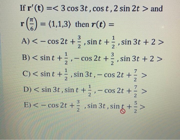 Solved If r' (t) = and - (+) = | Chegg.com
