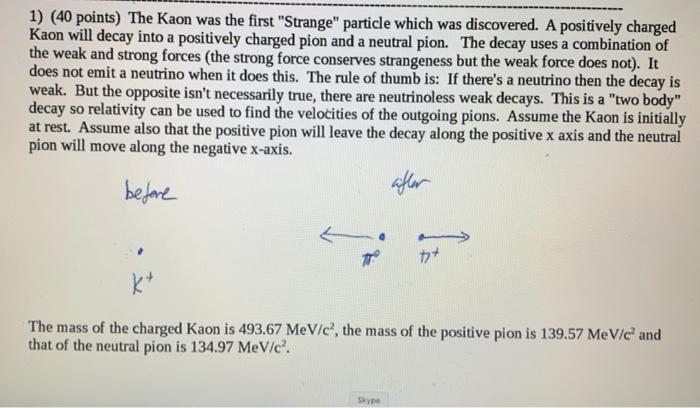 Solved 1) (40 points) The Kaon was the first "Strange" | Chegg.com