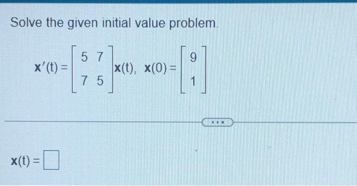 Solved Solve the given initial value problem. | Chegg.com