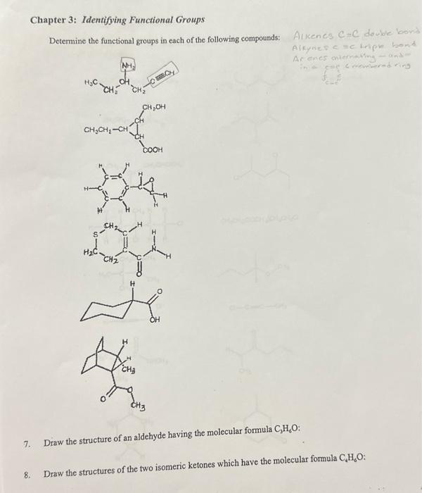 Solved Chapter 3: Identifying Functional Groups Determine | Chegg.com