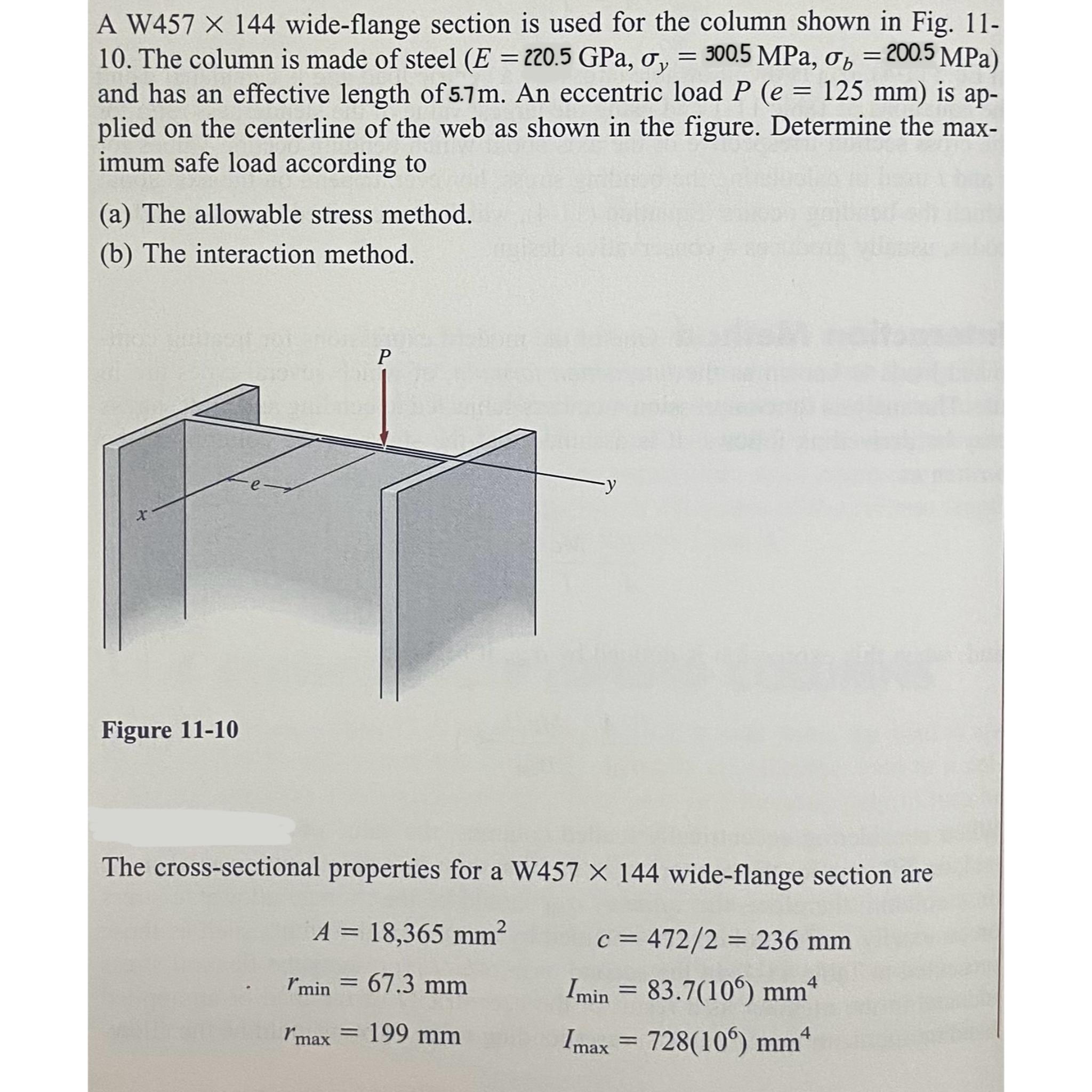 Solved A W457 ×144 ﻿wide-flange section is used for the | Chegg.com