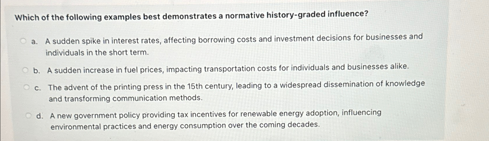 Solved Which of the following examples best demonstrates a | Chegg.com