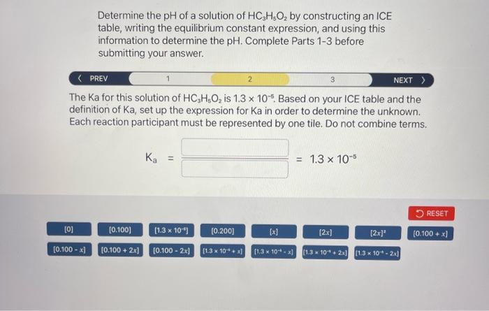 Solved Determine the pH of a solution of HC3H5O2 by | Chegg.com