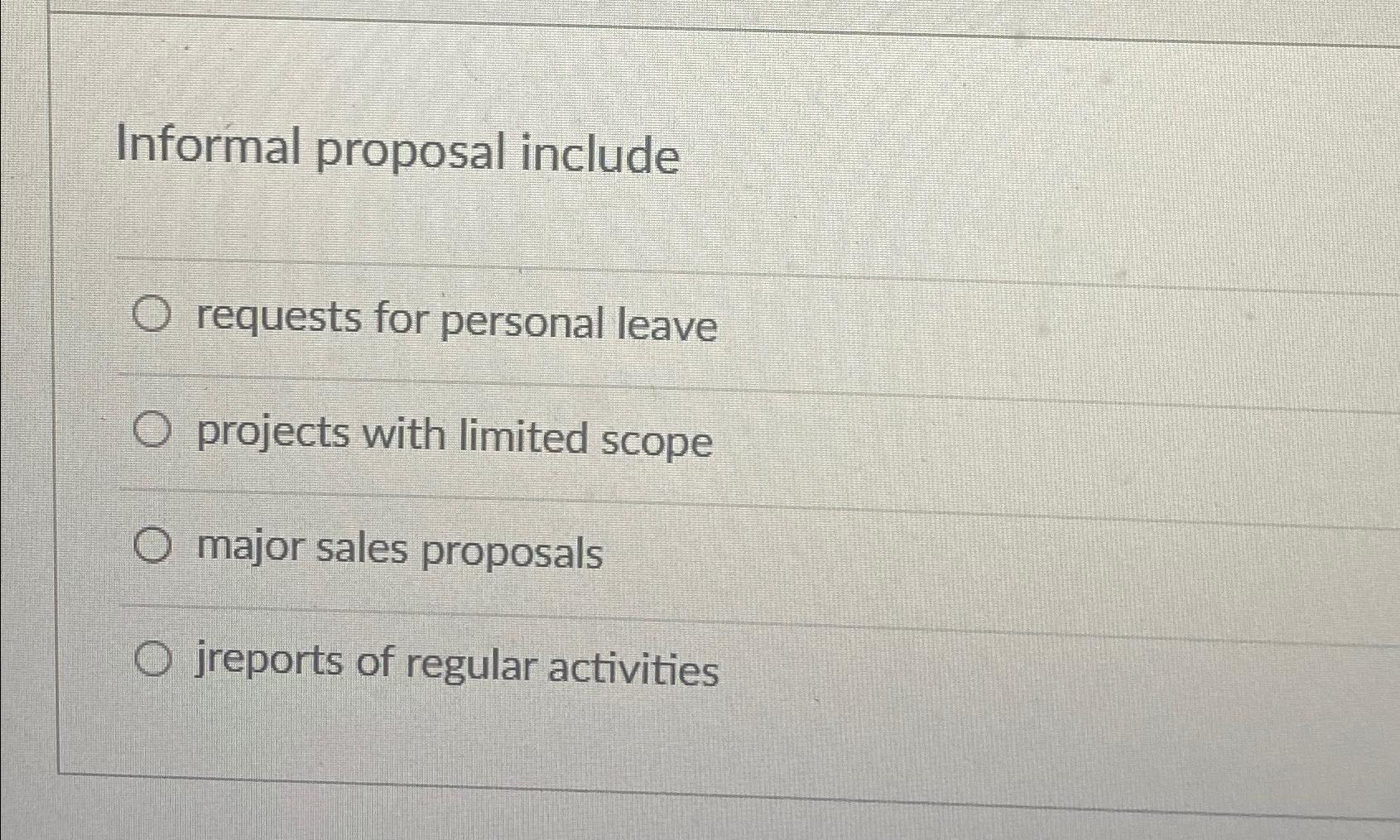 Solved Informal proposal includerequests for personal | Chegg.com