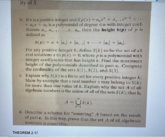 Solved 2. Countability of algebraic numbers. The following | Chegg.com
