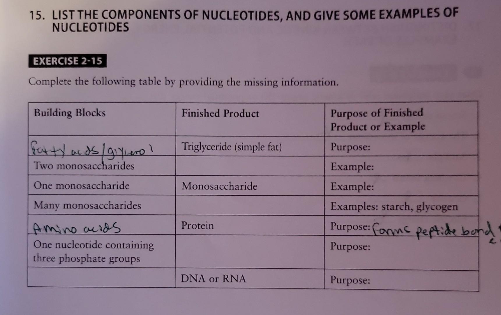 Solved 15. LIST THE COMPONENTS OF NUCLEOTIDES, AND GIVE SOME | Chegg.com