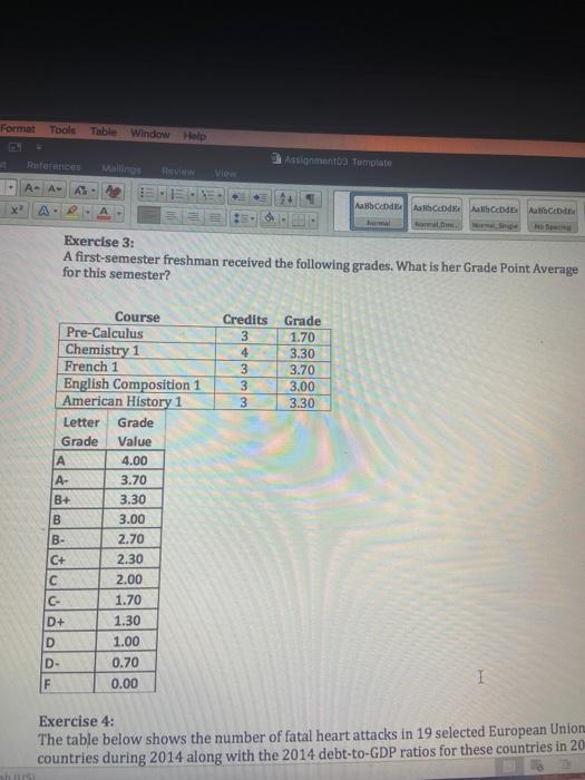 Solved Format Tools Table Window Help References Assignment | Chegg.com