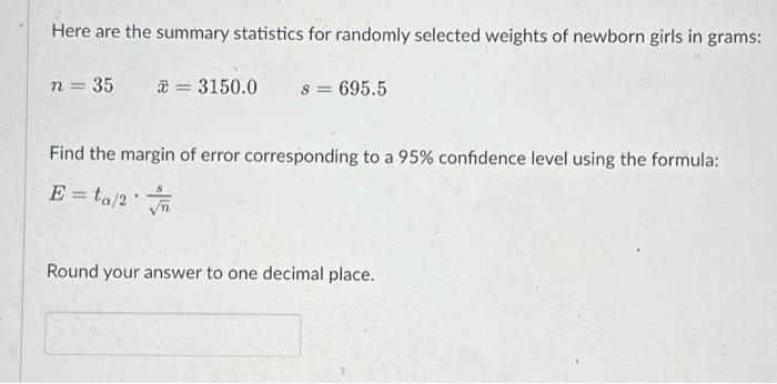 Solved Here are the summary statistics for randomly selected | Chegg.com