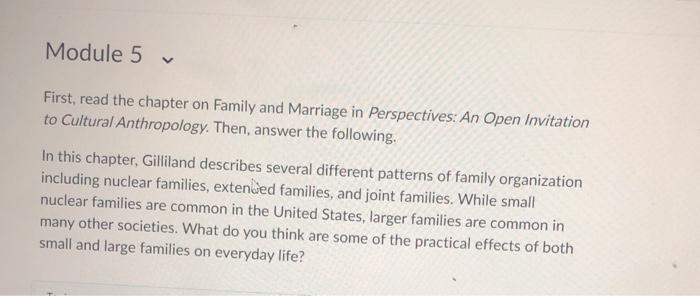 Solved Module 5 v First, read the chapter on Family and | Chegg.com
