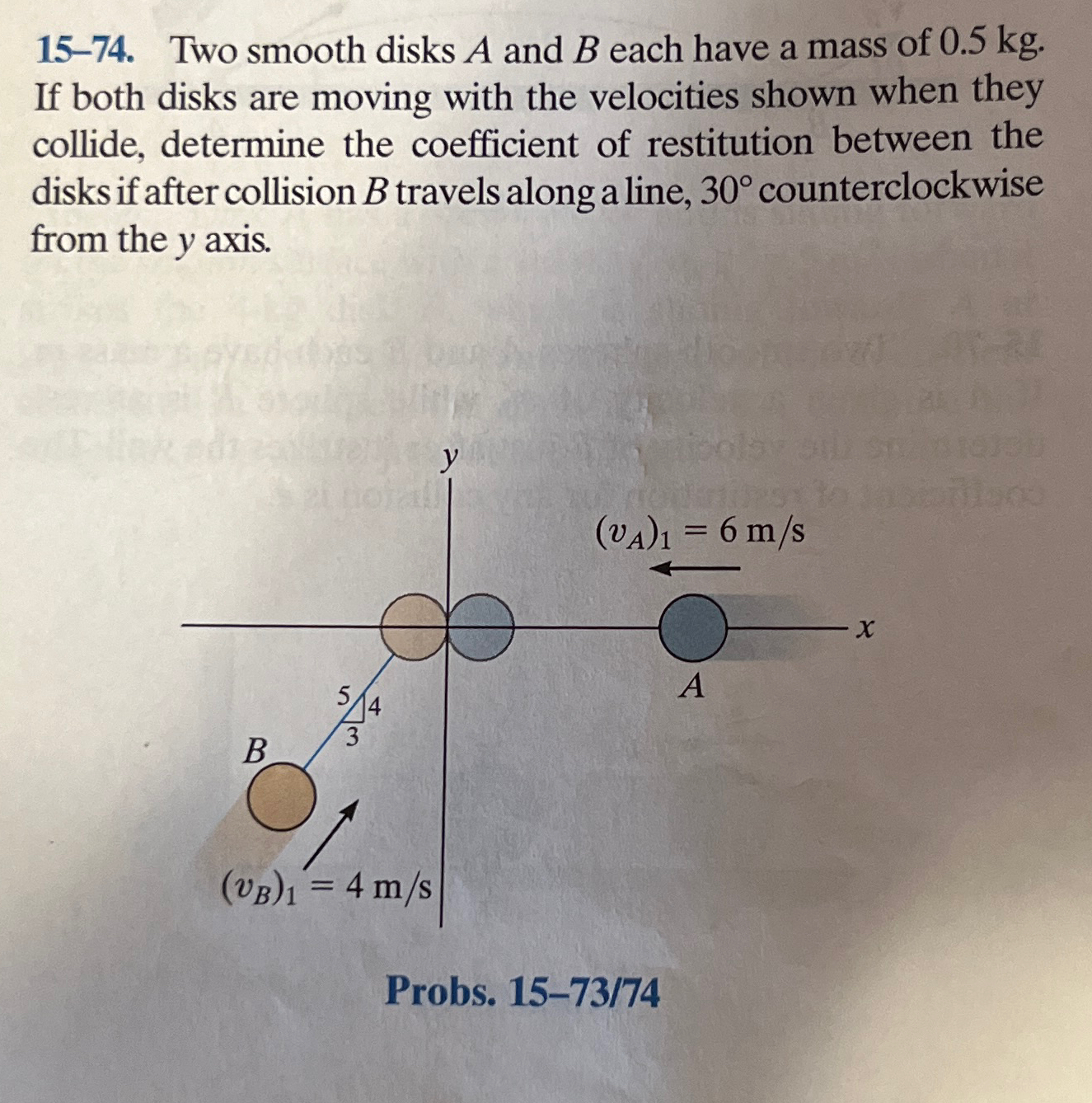 Solved Please solve for e 15-74. ﻿Two smooth disks A and B | Chegg.com