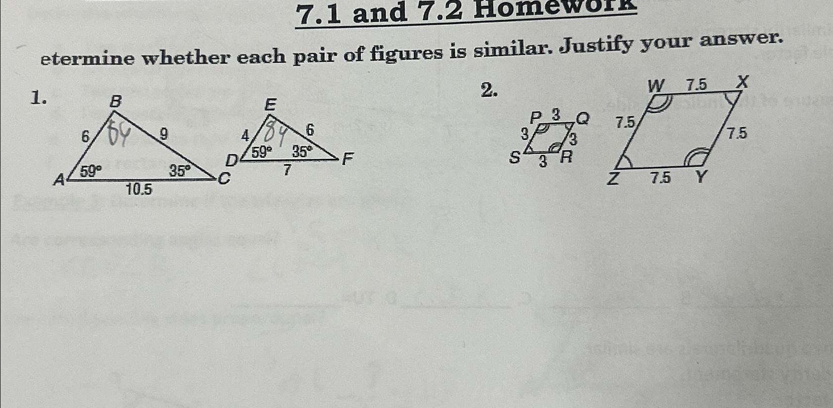 Solved 7.1 ﻿and 7.2 ﻿Homeworketermine whether each pair of | Chegg.com