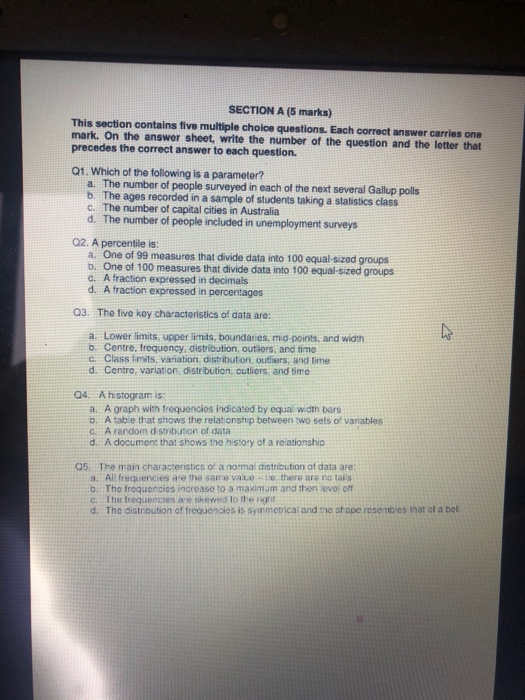 Solved SECTION A (5 marks) This section contains five | Chegg.com