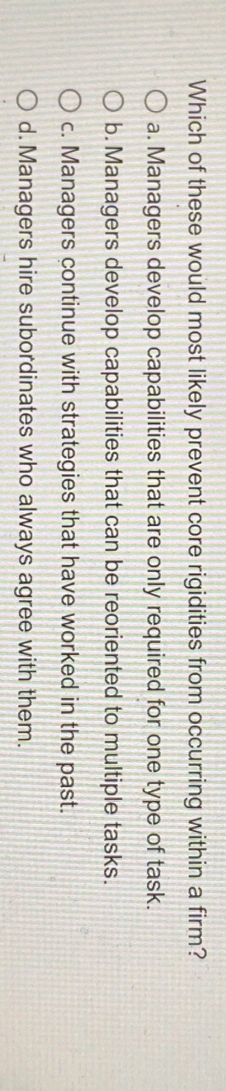 Solved Which of these would most likely prevent core | Chegg.com