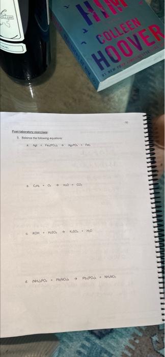 Solved e LARS AGE Post-laboratory exercises: 5. Balance the | Chegg.com
