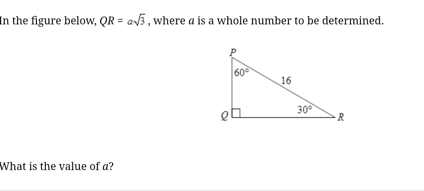 Solved In the figure below, QR=a32, ﻿where a ﻿is a whole | Chegg.com