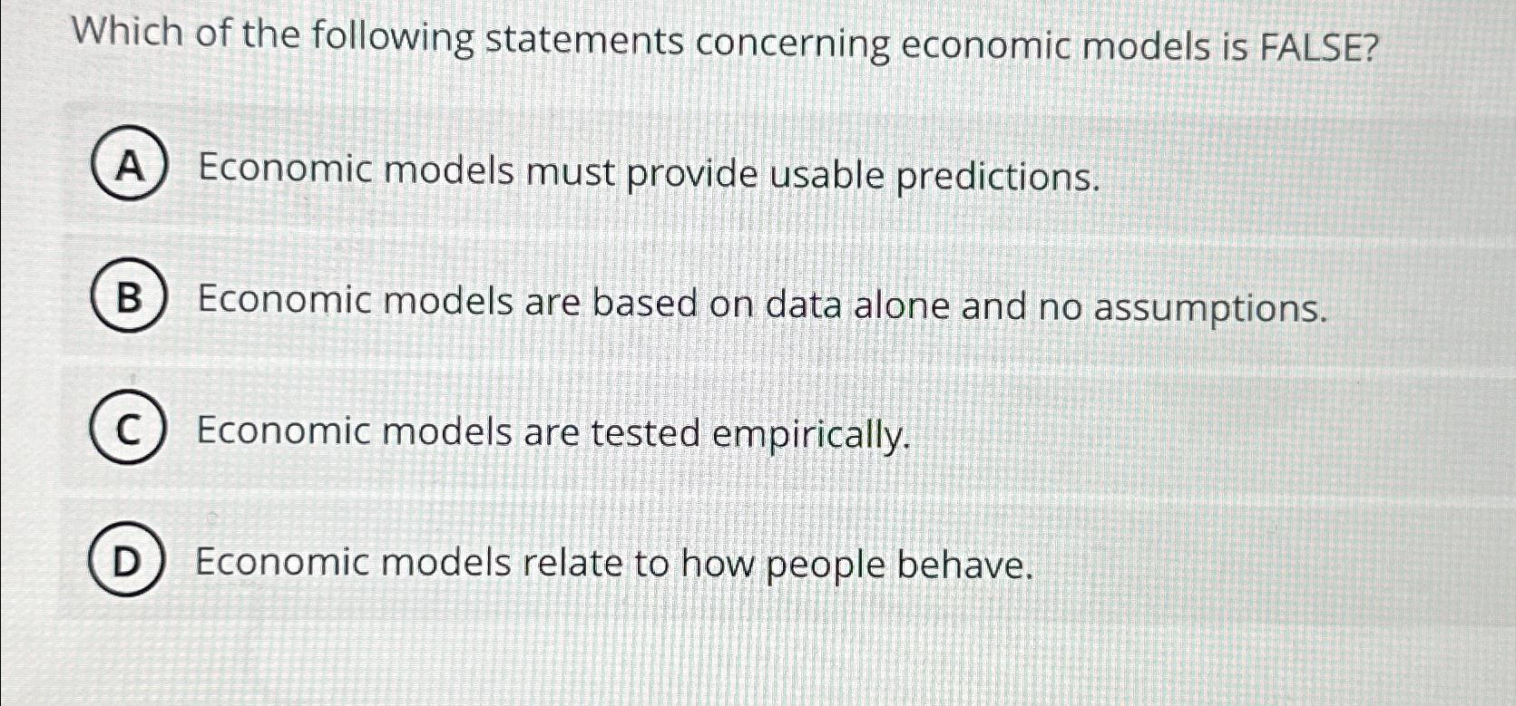 Solved Which of the following statements concerning economic | Chegg.com