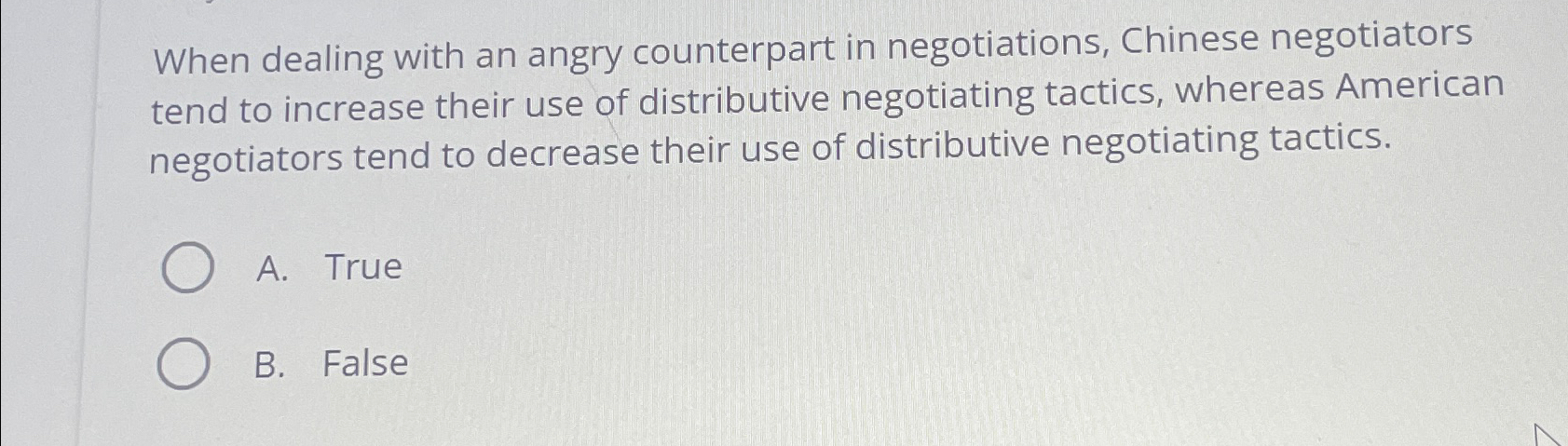 Solved When dealing with an angry counterpart in | Chegg.com
