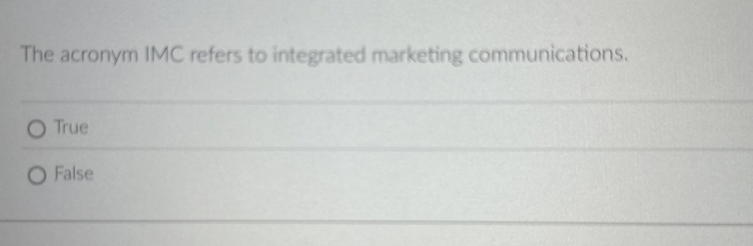 Solved The acronym IMC refers to integrated marketing | Chegg.com