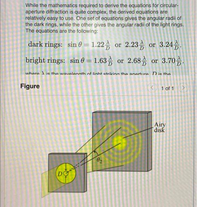 Solved Understanding Circular-Aperture Diffraction Learning | Chegg.com