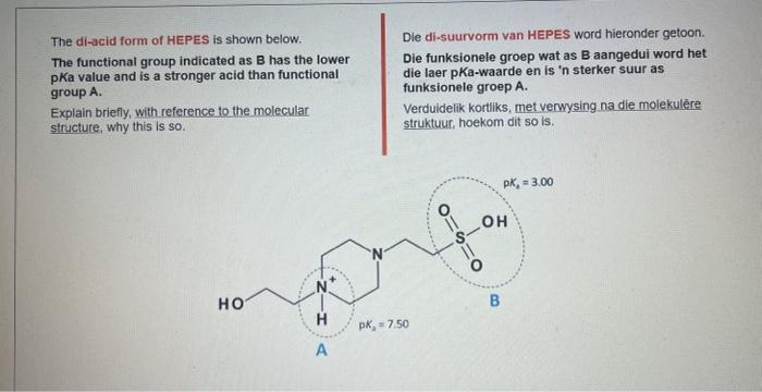 Solved The di-acid form of HEPES is shown below. The | Chegg.com