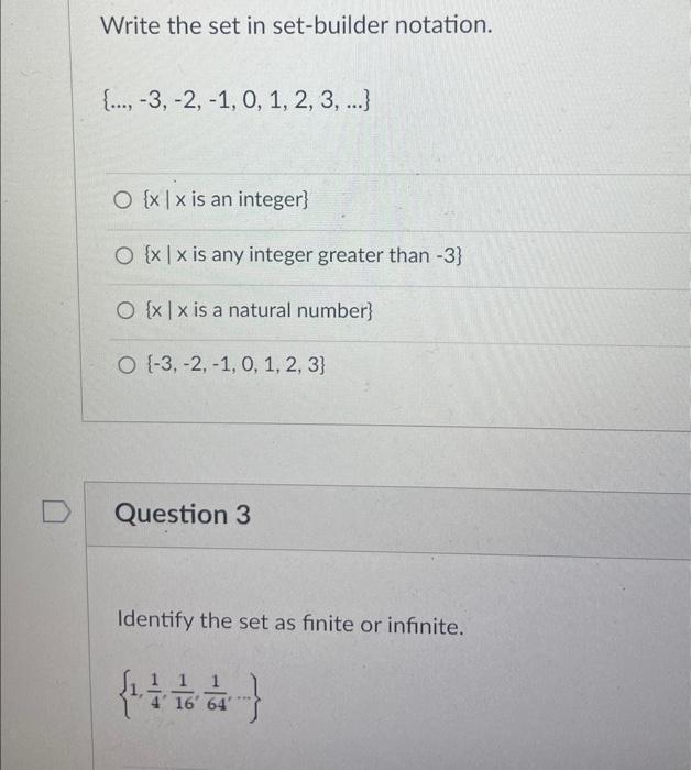 Solved Write the set in set-builder notation. | Chegg.com