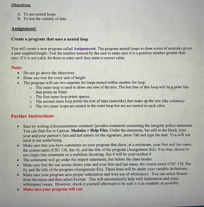 Solved You will create a new program called Assignment6. The | Chegg.com