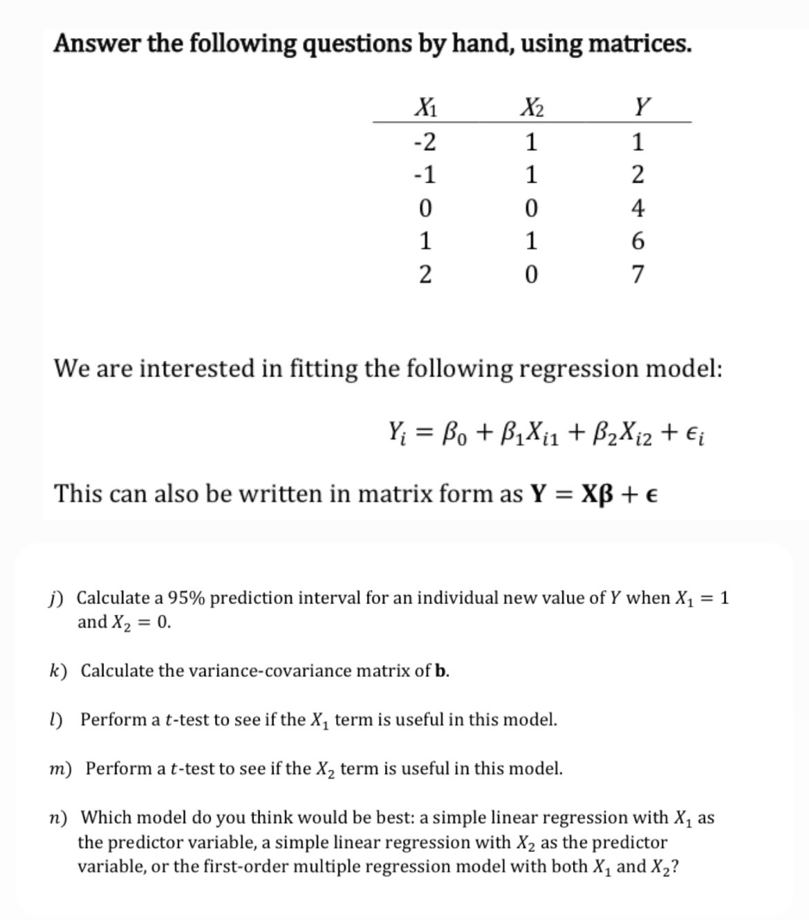 Solved j) ﻿Calculate a 95% ﻿prediction interval for an | Chegg.com