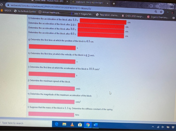 Solved (3 pts) A block attached to the end of a spring moves | Chegg.com