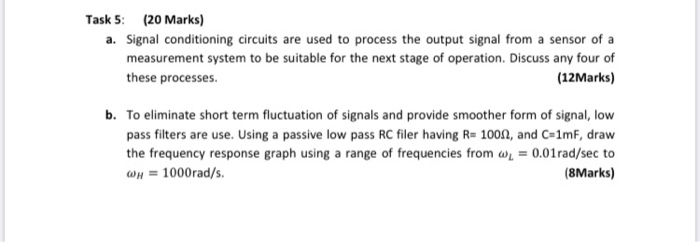 Solved Task 5: (20 Marks) a. Signal conditioning circuits | Chegg.com