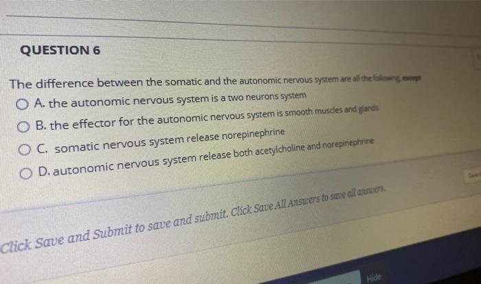 Solved QUESTION 6 The difference between the somatic and the | Chegg.com
