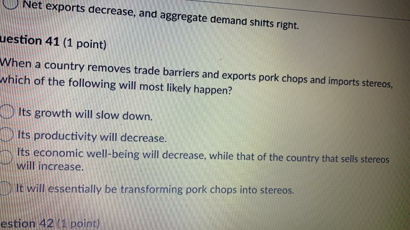 Solved Net exports decrease, and aggregate demand shifts | Chegg.com
