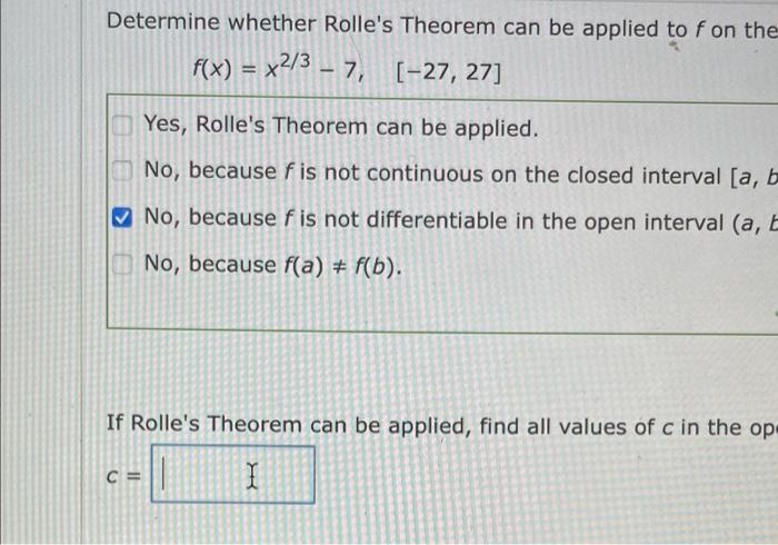 Solved Determine whether Rolle's Theorem can be applied to | Chegg.com