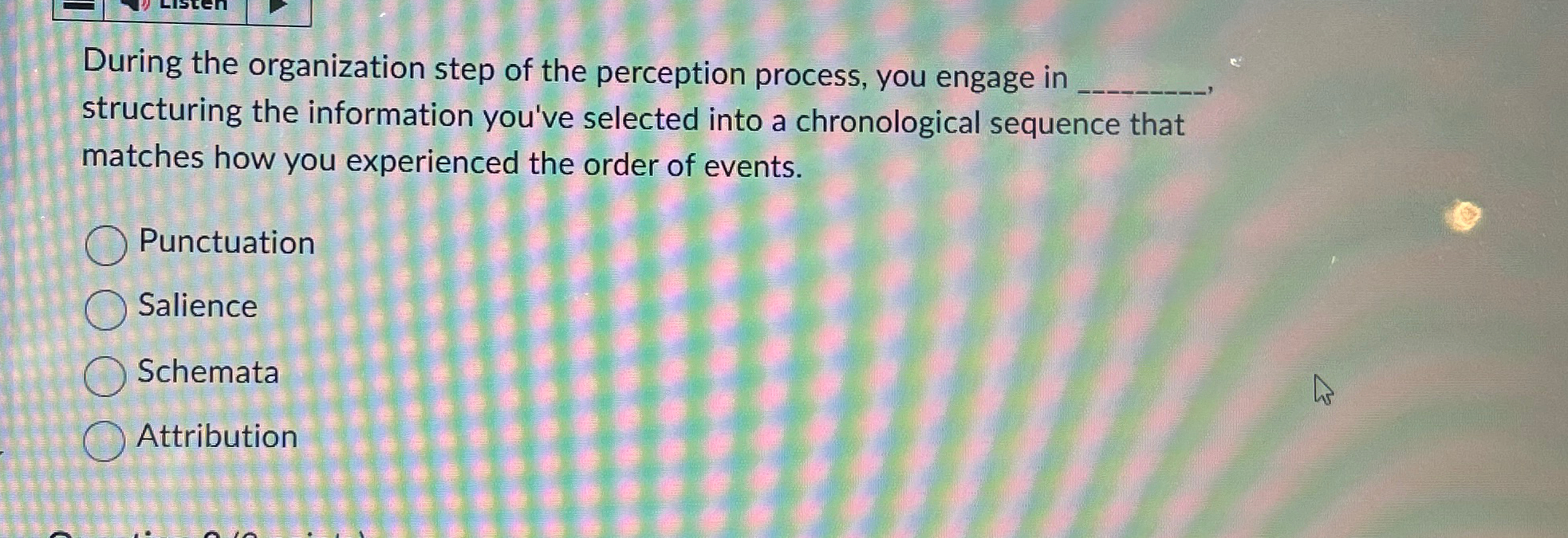 Solved During the organization step of the perception | Chegg.com