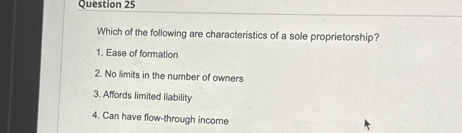 Solved Question 25Which of the following are characteristics | Chegg.com