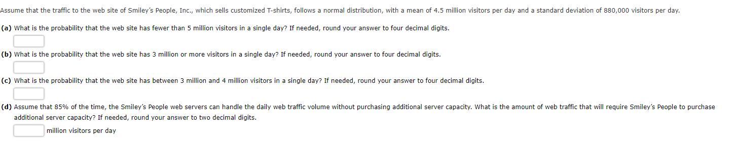 Solved Assume that the traffic to the web site of Smiley's | Chegg.com