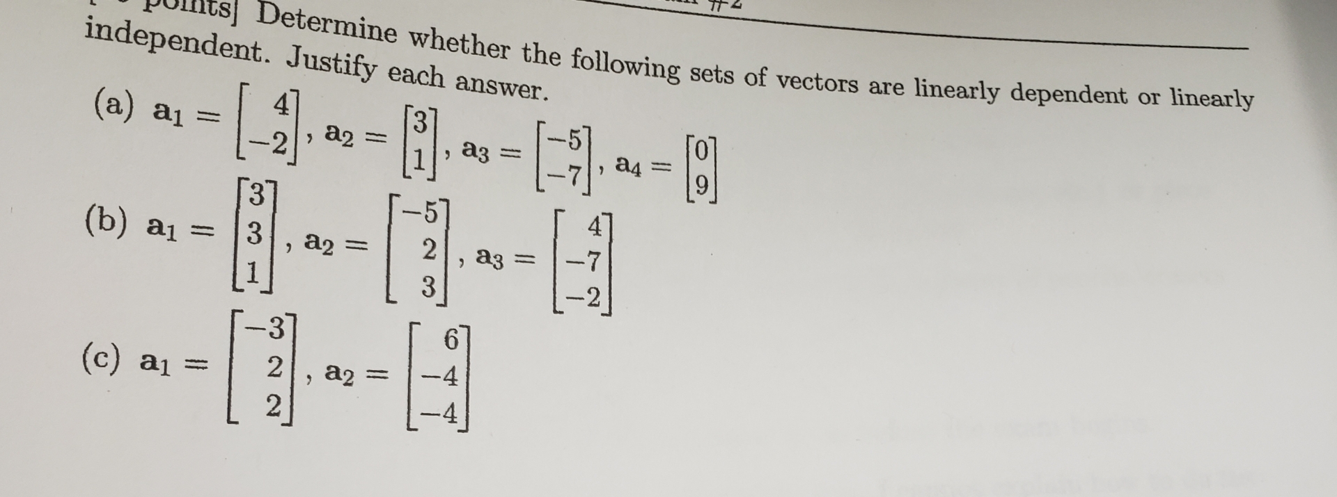 Solved 8] ﻿Determine whether the following sets of vectors | Chegg.com