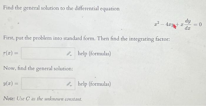 Solved Find The General Solution To The Differential