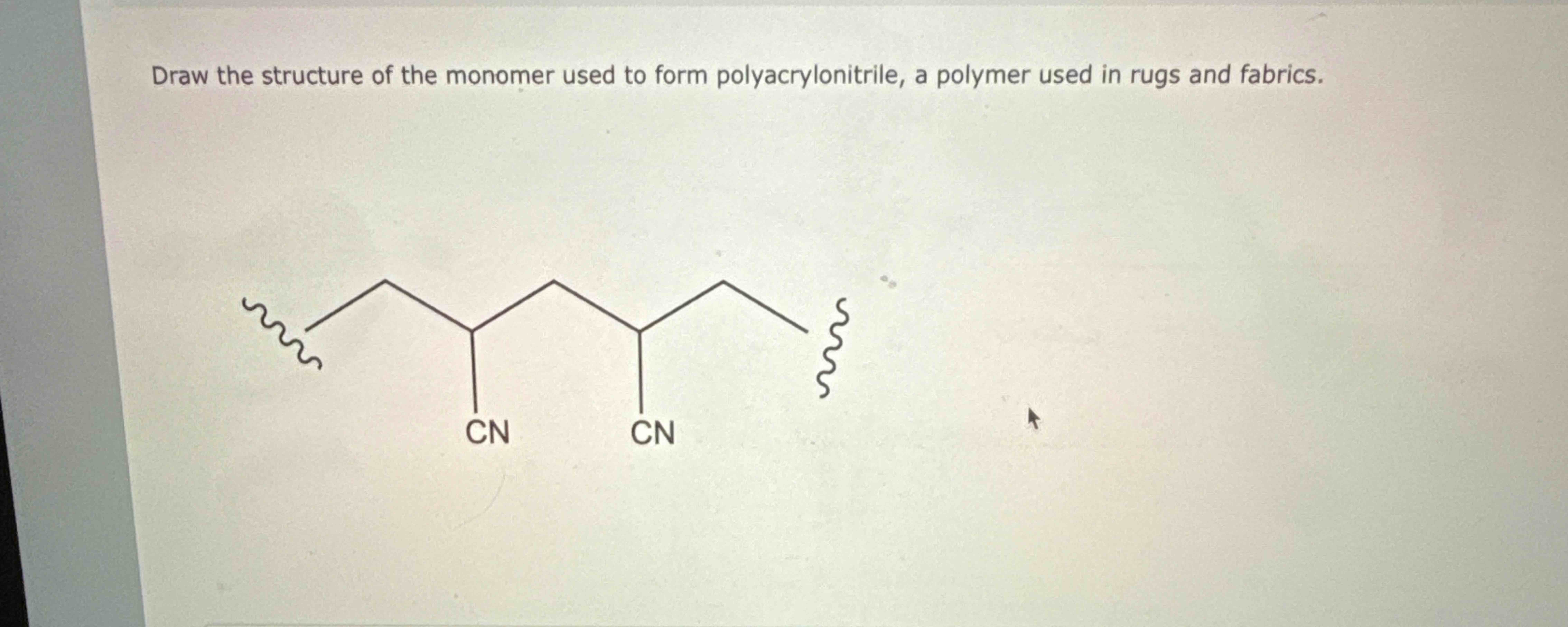 Solved Draw the structure of the monomer used to form | Chegg.com