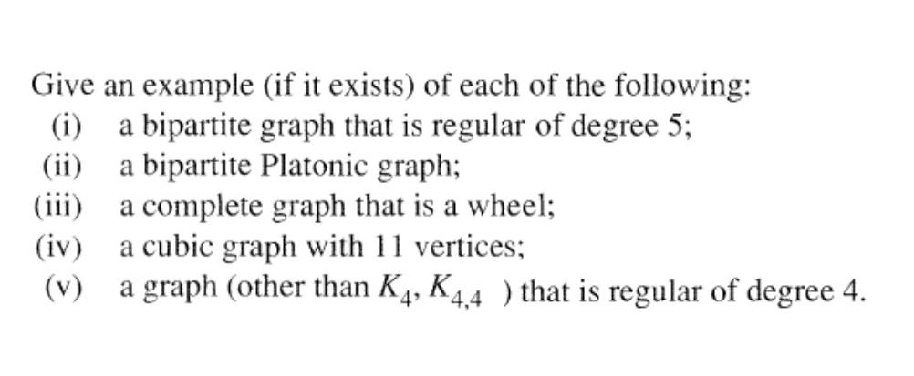 Solved Give an example (if it exists) of each of the | Chegg.com