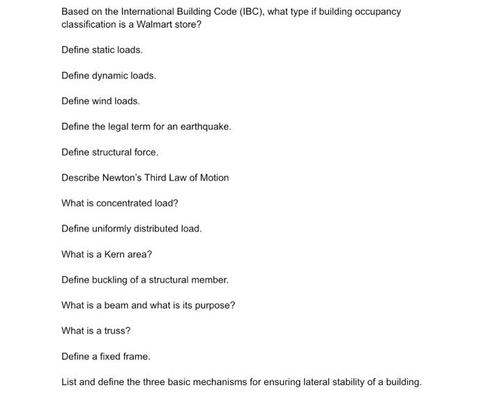 [Solved]: Based on the International Building Code (IBC), w