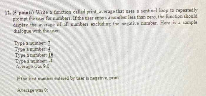 Solved a 12. (6 points) Write a function called | Chegg.com