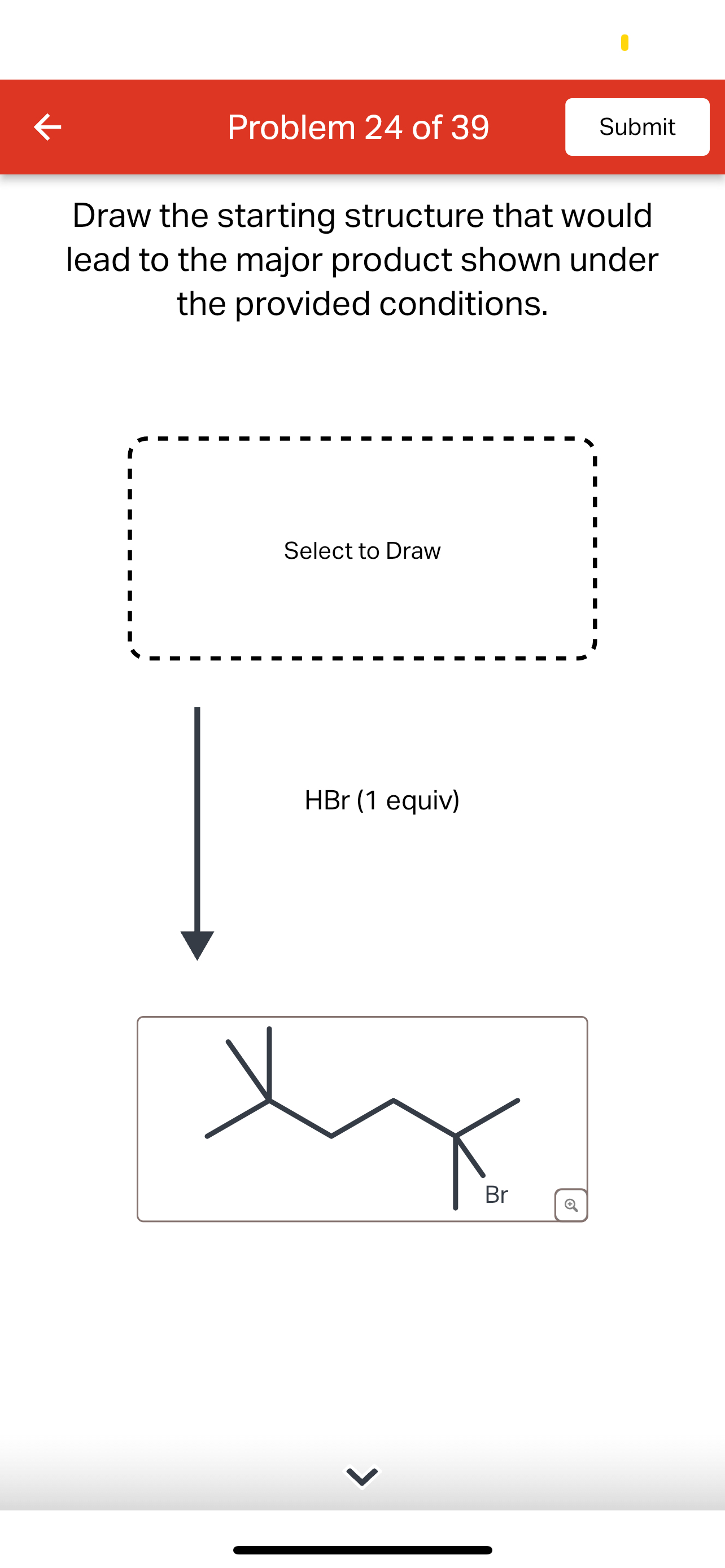 Solved Problem 24 ﻿of 39Draw the starting structure that | Chegg.com