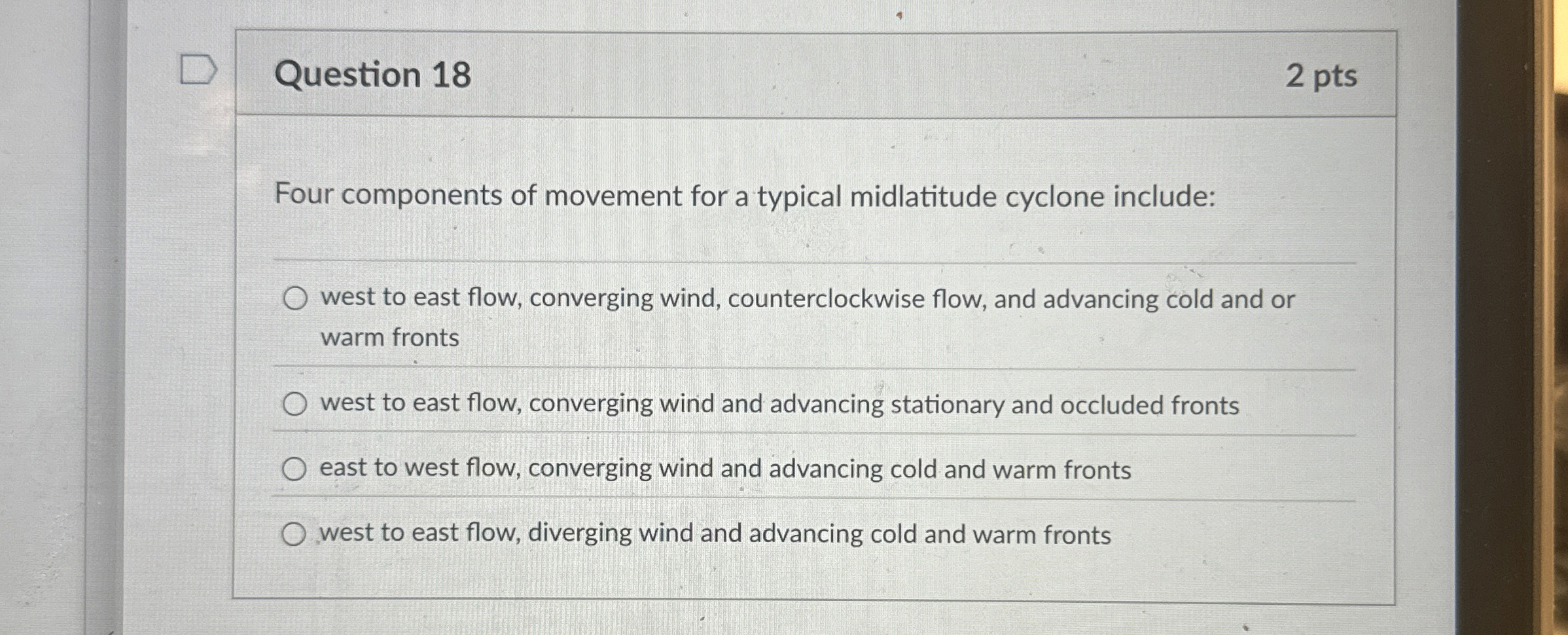 Solved Question 18Four components of movement for a typical | Chegg.com