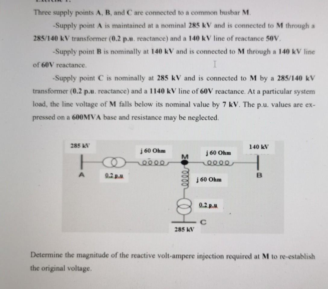 Solved Three supply points A, B, and C are connected to a | Chegg.com