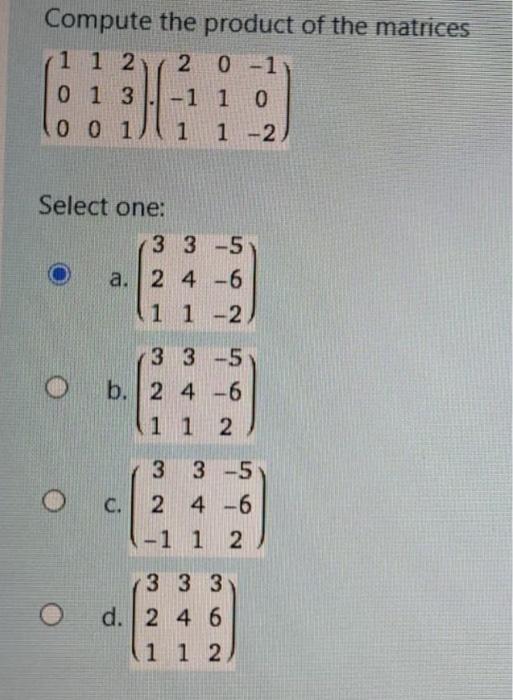Solved Compute the product of the matrices | Chegg.com