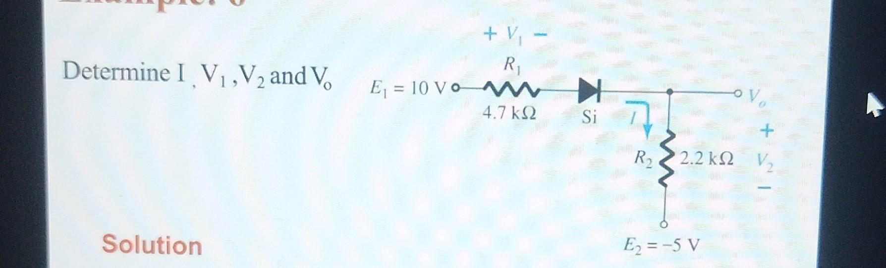 Solved Determine I ,V1, V2 and Vo Solution | Chegg.com